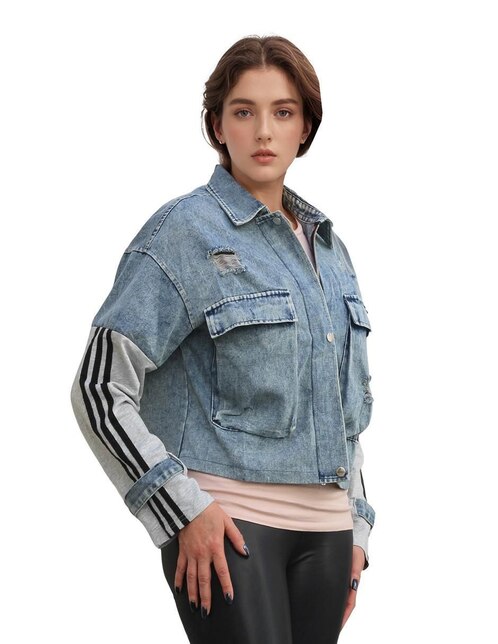 Chamarra casual Kosauki Moda de mezclilla para mujer 1
